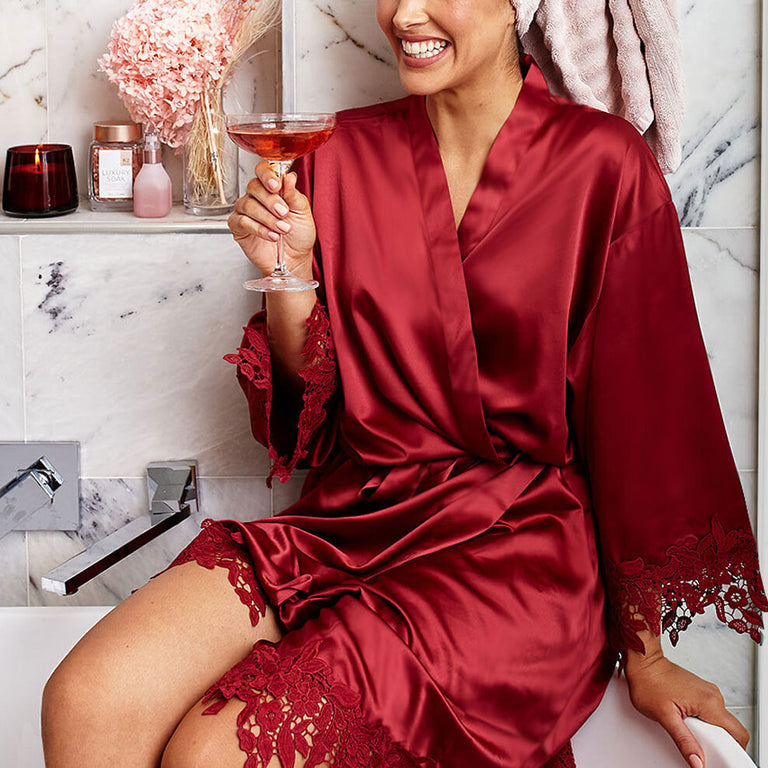 Burgundy Luxuriously Soft Lounging Robe | Gifts Australia