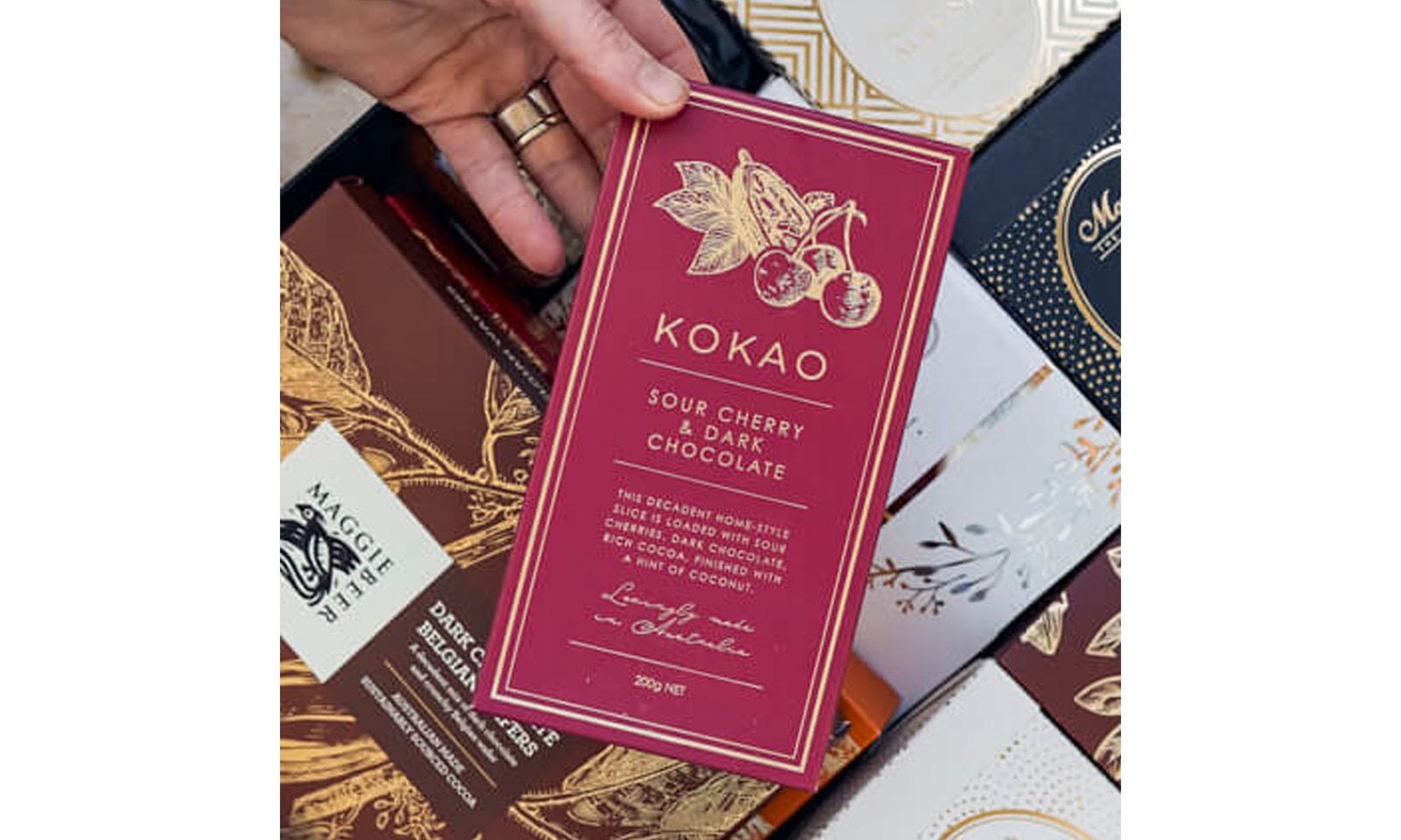Kokao Sour Cherry & Dark Chocolate Slice 200g – Gifts Australia